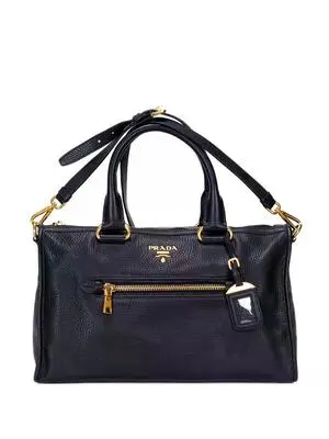 Prada Grained Leather Tote Bag - Black