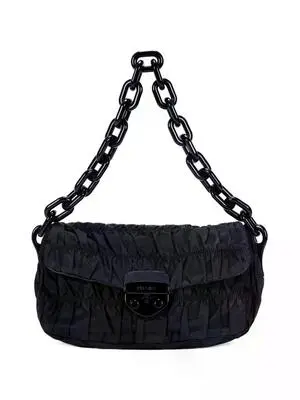 Prada Tessuto Gaufre Chain Shoulder Bag - Black