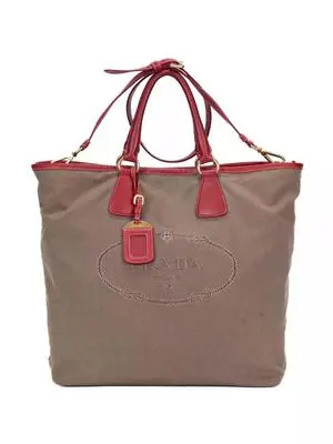 Prada Jacquard Logo Tote Bag - Neutrals