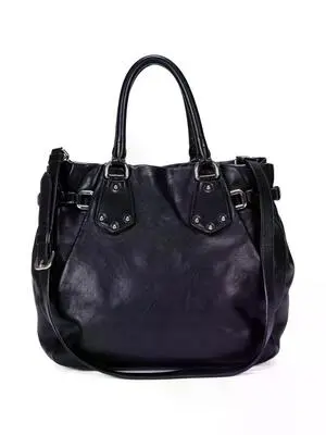 Prada Belt Detail Leather Tote Bag - Black