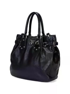 Prada Belt Detail Leather Tote Bag