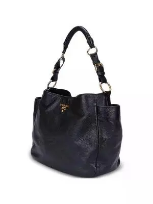 Prada Grained Leather Side Pocket Shoulder Bag