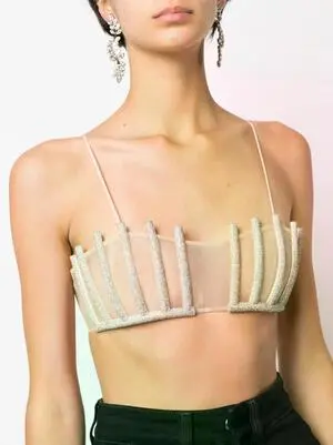 NUE Lotus Rhinestone-embellished Bralette - Neutrals
