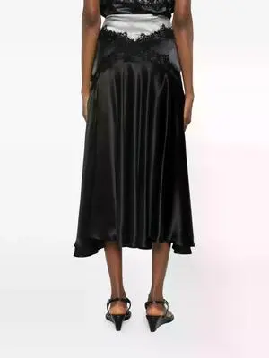 Viktor & Rolf Silk Satin Lace-trim Midi Skirt