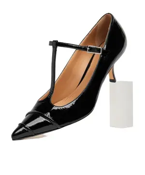 MAISON MARGIELA Glossy Leather T-bar Kitten Heel Pumps