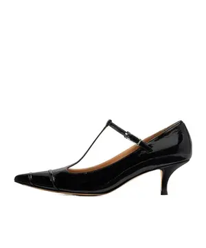 MAISON MARGIELA Glossy Leather T-bar Kitten Heel Pumps