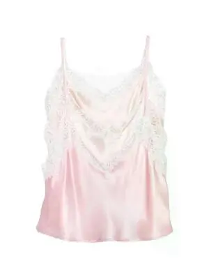 Viktor & Rolf Silk Satin Blouse With Lace Trim - Pink