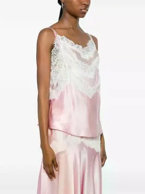 Viktor & Rolf Silk Satin Blouse With Lace Trim