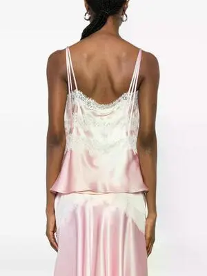 Viktor & Rolf Silk Satin Blouse With Lace Trim