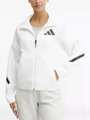 Adidas Logo Detail Zip-up Hoodie - White