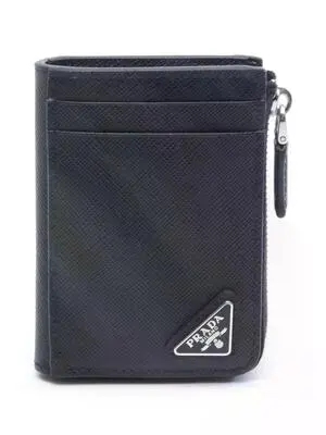 Prada 2020s Saffiano Triang Card Case - Black