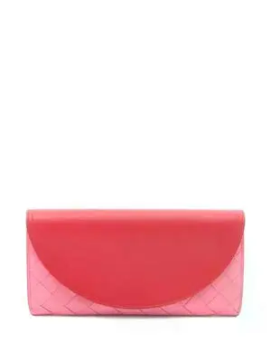 Bottega Veneta 2010s Intrecciato Bi-fold Long Wallet - Red