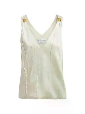 Brandon Maxwell Crinkled-pleat Tank Top With Gold-tone Hardware