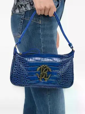 Roberto Cavalli Crocodile-effect Logo Plaque Shoulder Bag
