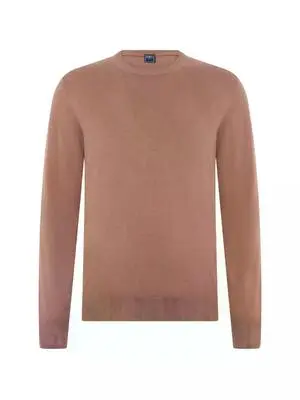 Fedeli Round Neck Fine Knit Sweater - Brown