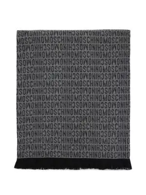 Moschino Logo-jacquard Wool Scarf - Grey