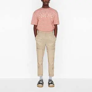 Dior Ss21 Stripe Letter Pattern Round Collar Male