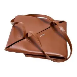 Loewe Medium Fold Tote In Shiny Calf - Squirrel