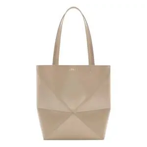 Loewe Loewe Medium Puzzle Fold Tote In Shiny Calfskin Sand