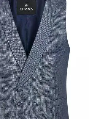 FRANKS Double-breasted Textured Waistcoat - Blue