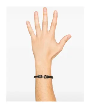 FERRAGAMO Braided Bracelet With Logo Detail - Black