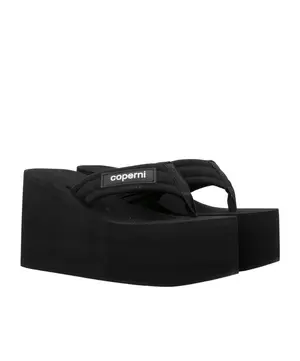 Coperni Logo Patch Wedge Platform Sandals - Black