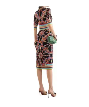 Dolce & Gabbana Short Sleeve Printed Midi Dress