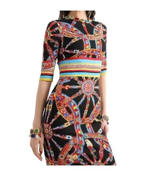 Dolce & Gabbana Short Sleeve Printed Midi Dress