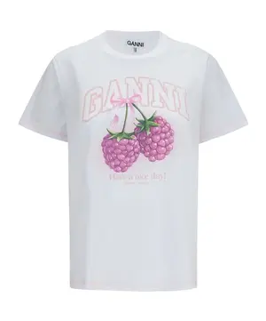 GANNI Ganni Raspberry Printed T-Shirt No