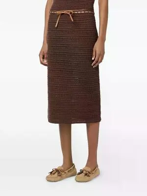 TOD'S Crochet Drawstring Midi Skirt