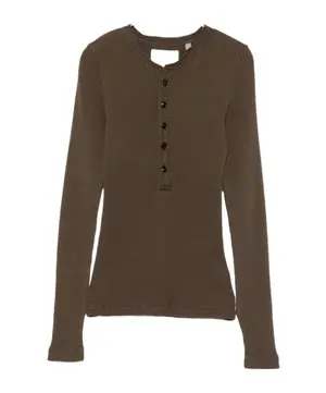 Citizens Of Humanity Long Sleeve Henley T-shirt - Brown