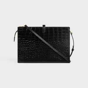 Celine Medium Note Bag In Croc-effect Embossed Calfskin