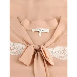 Chloé Lace-trim Tie-neck Blouse - Pink