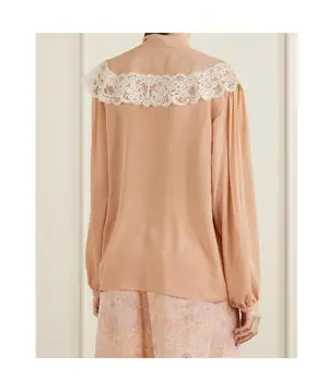 Chloé Lace-trim Tie-neck Blouse - Pink