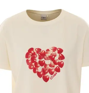 Chloé Crewneck Short-sleeve T-shirt With Heart Cherry Graphic