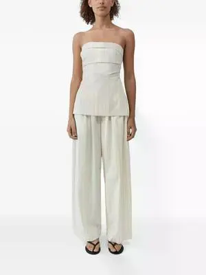 ST. AGNI Relaxed Pinstripe Trousers - Neutrals