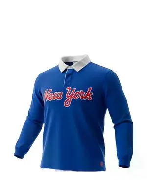 ERIC EMANUEL Rugby New York Embroidered Long-sleeve Polo Shirt - Blue