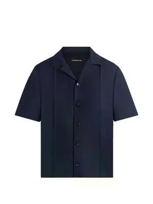 Manière De Voir Felix In Navy Tailored Shirt With Creas - Blue