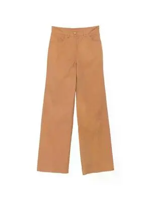 Momoni Olivina Wide-leg Tailored Cotton Trousers - Brown