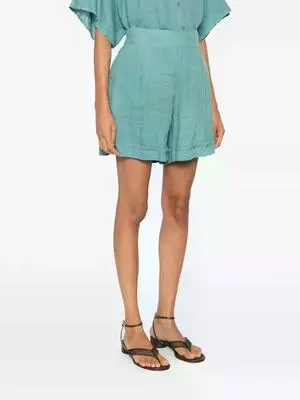 Momoni Linen Pleated Mini Shorts