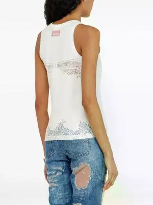 DIESEL® Lace-print Ribbed T-shirt
