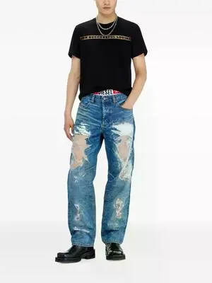 DIESEL® Logo-print Sheer-panel T-shirt - Black