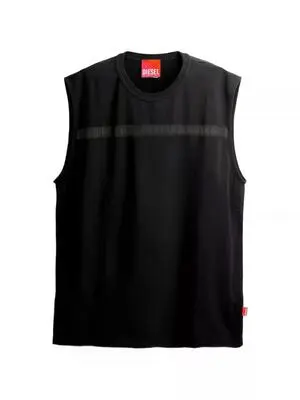 DIESEL® Sleeveless Slogan Print T-shirt - Black