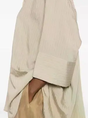 ELEH Pinstripe Pattern Crinkled Finish Oversized Shirt