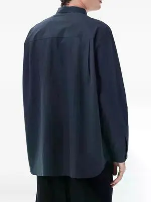 STILL BY HAND Band-collar Chest-pocket Shirt - Blue