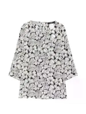 Max Mara Silk Floral Print Blouse - White