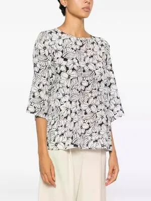 Max Mara Silk Floral Print Blouse