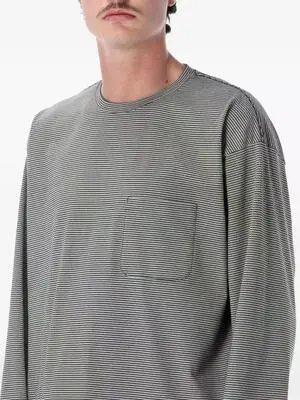 STILL BY HAND Stripeded Chest-pocket T-shirt