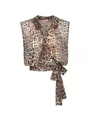 PIN-UP STARS Wild Leopard Print Wrap Top