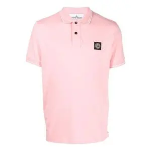 Stone Island Patch Polo Shirt - Pink